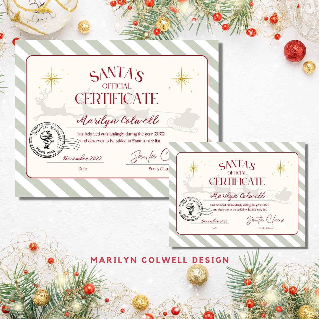 Editable Nice List Certificate Letter From Santa North Pole Christmas ...