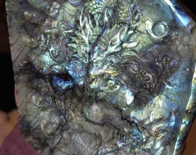 Chinese Dragon Labradorite Carving, Large Labradorite Carving, Crystal ...