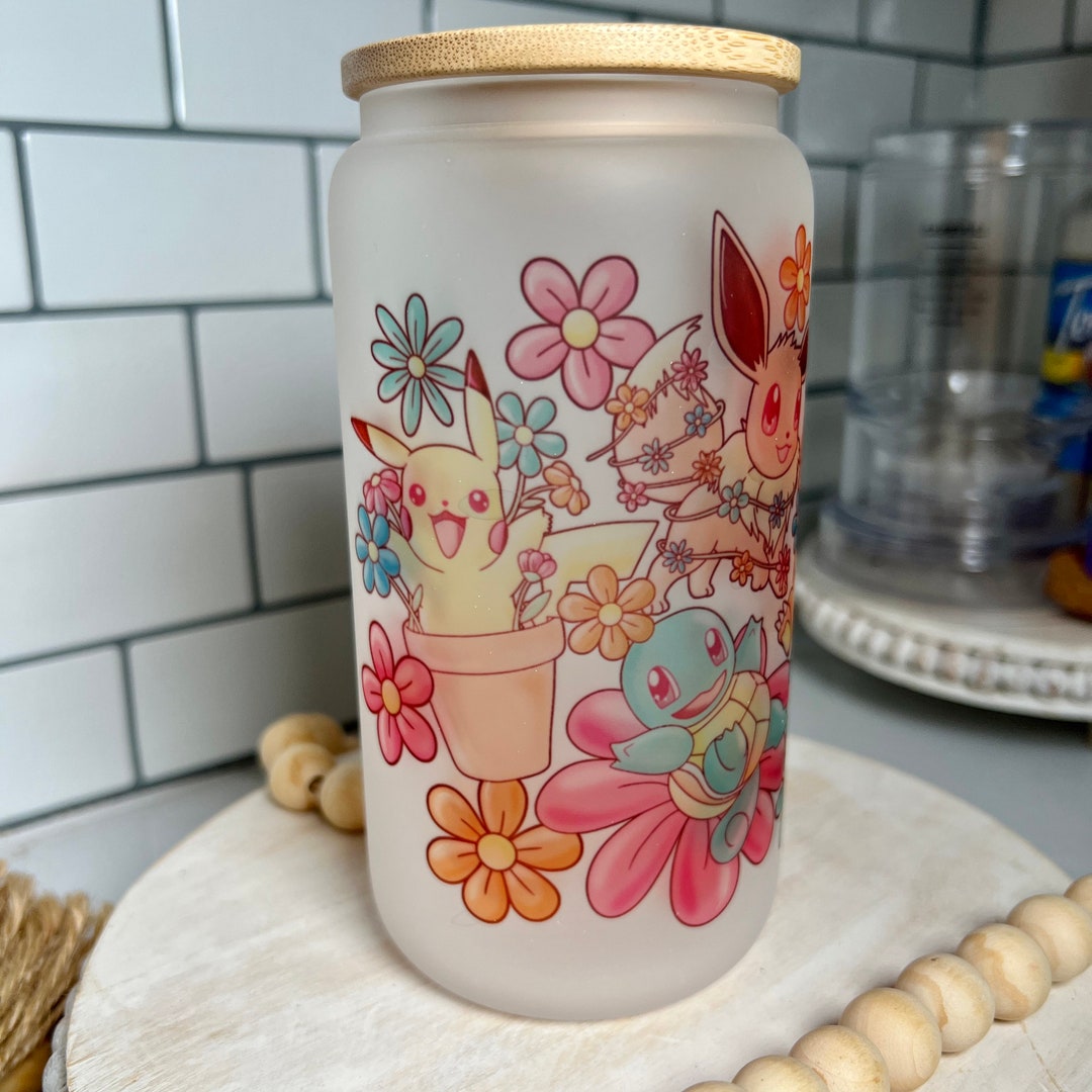 Pikachu Charmander Eevee Squirtle Glass Cup | Pokemon Anime Glass ...