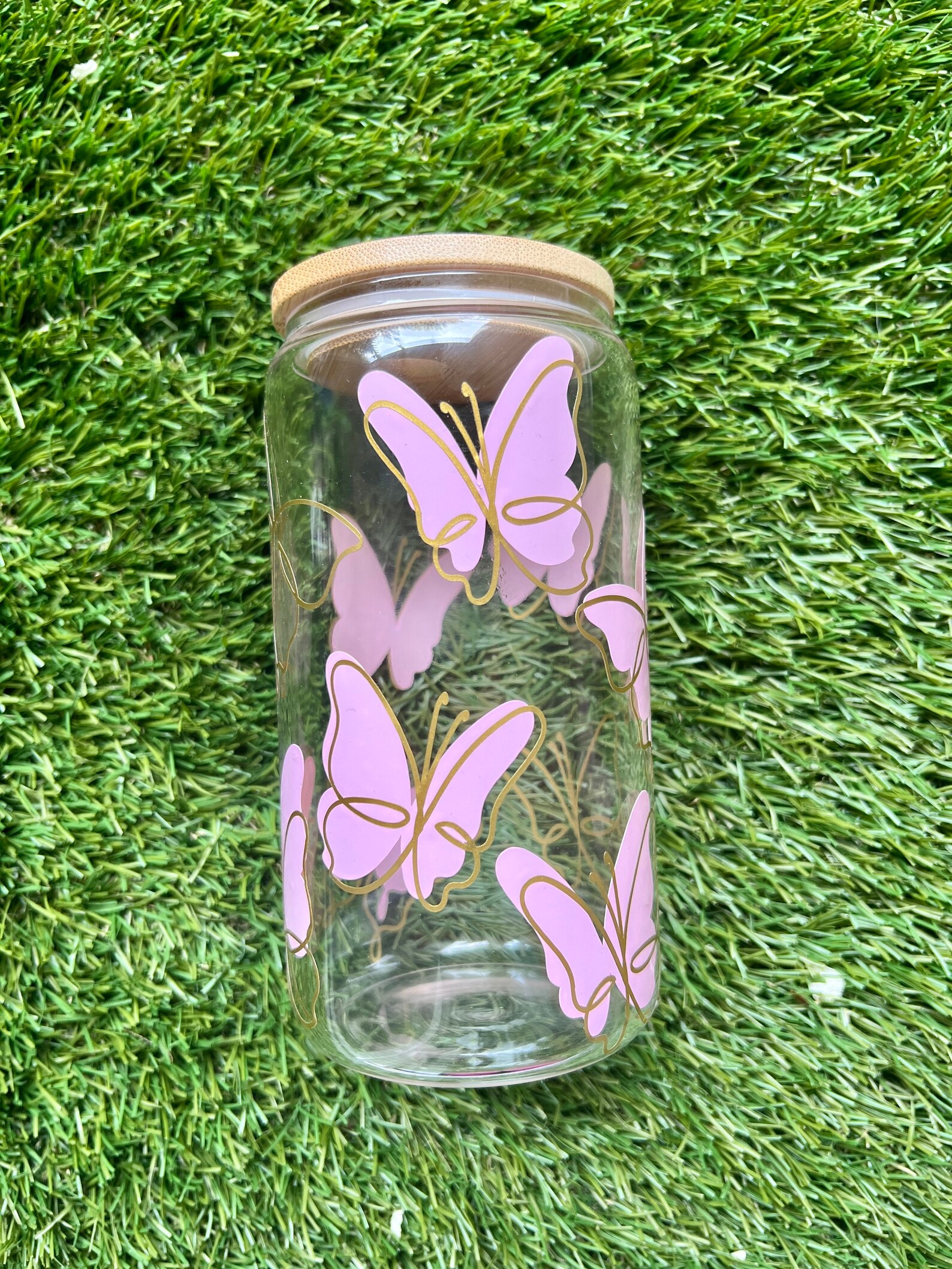 Butterfly Iced Coffee Glass Cup Boho Butterflies Glass Can - Etsy