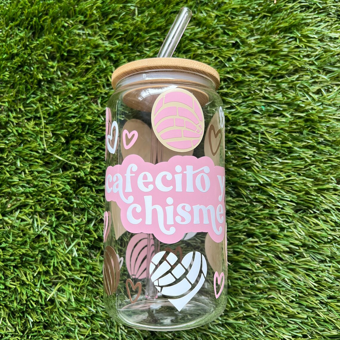 Cafecito Y Chisme Glass Cup Cafecito Concha Beer Can Glass Etsy