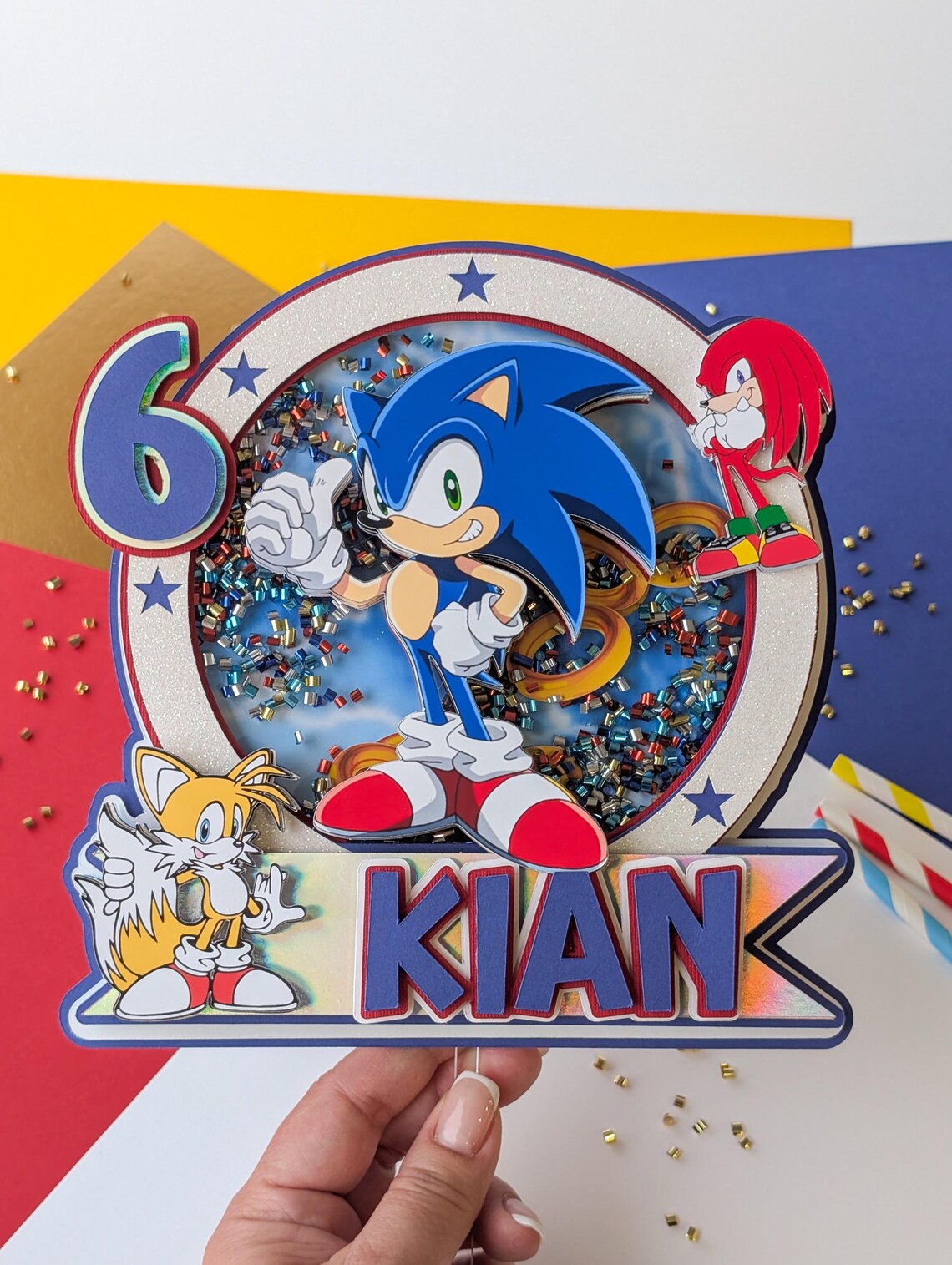 Sonic Cake Topper, Sonic Hedgehog Birthday Party Decor, Blue Hedgehog ...