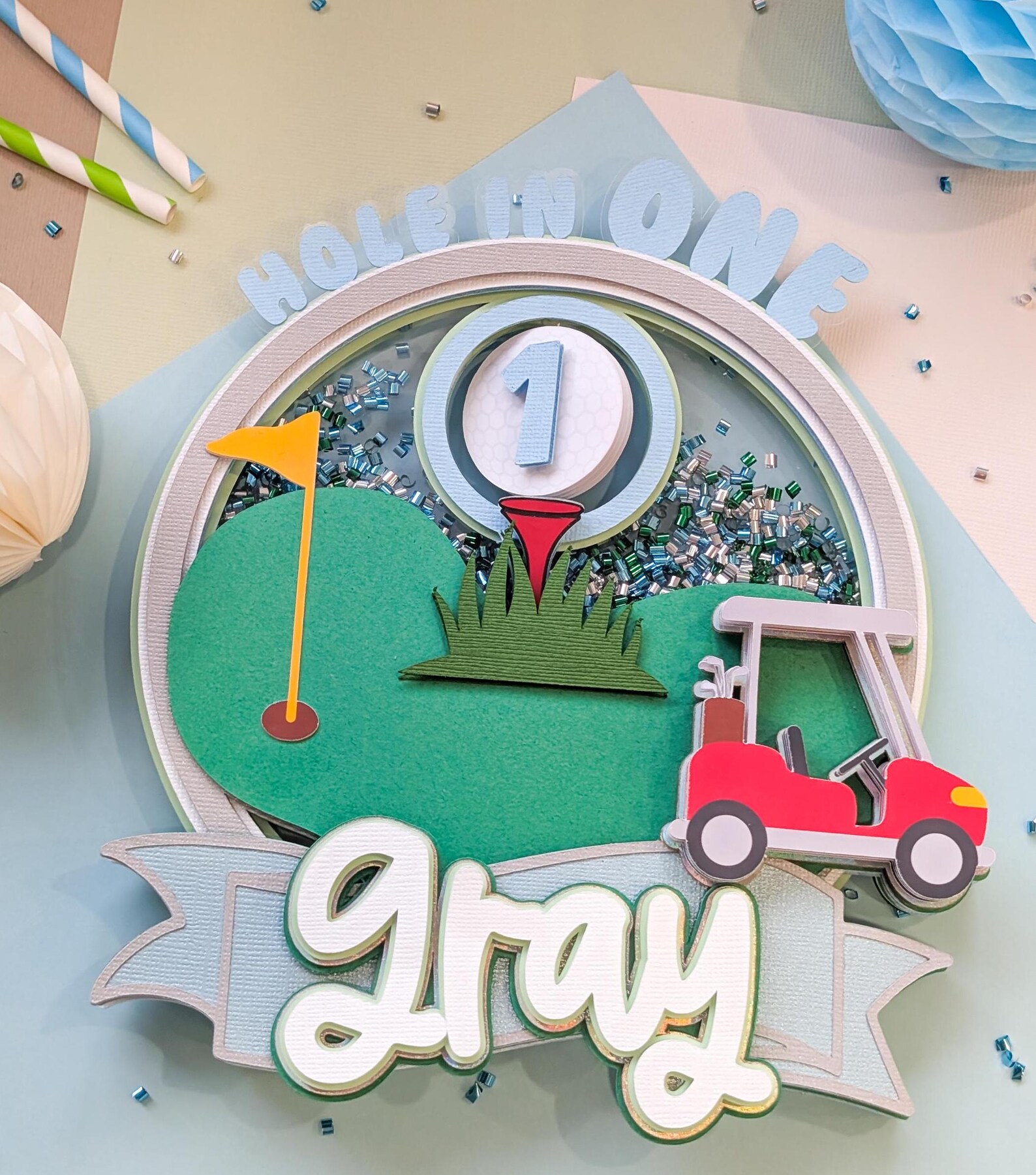 Hole in One Cake Topper, Golf Themed Birthday Party Decoration, Golf ...