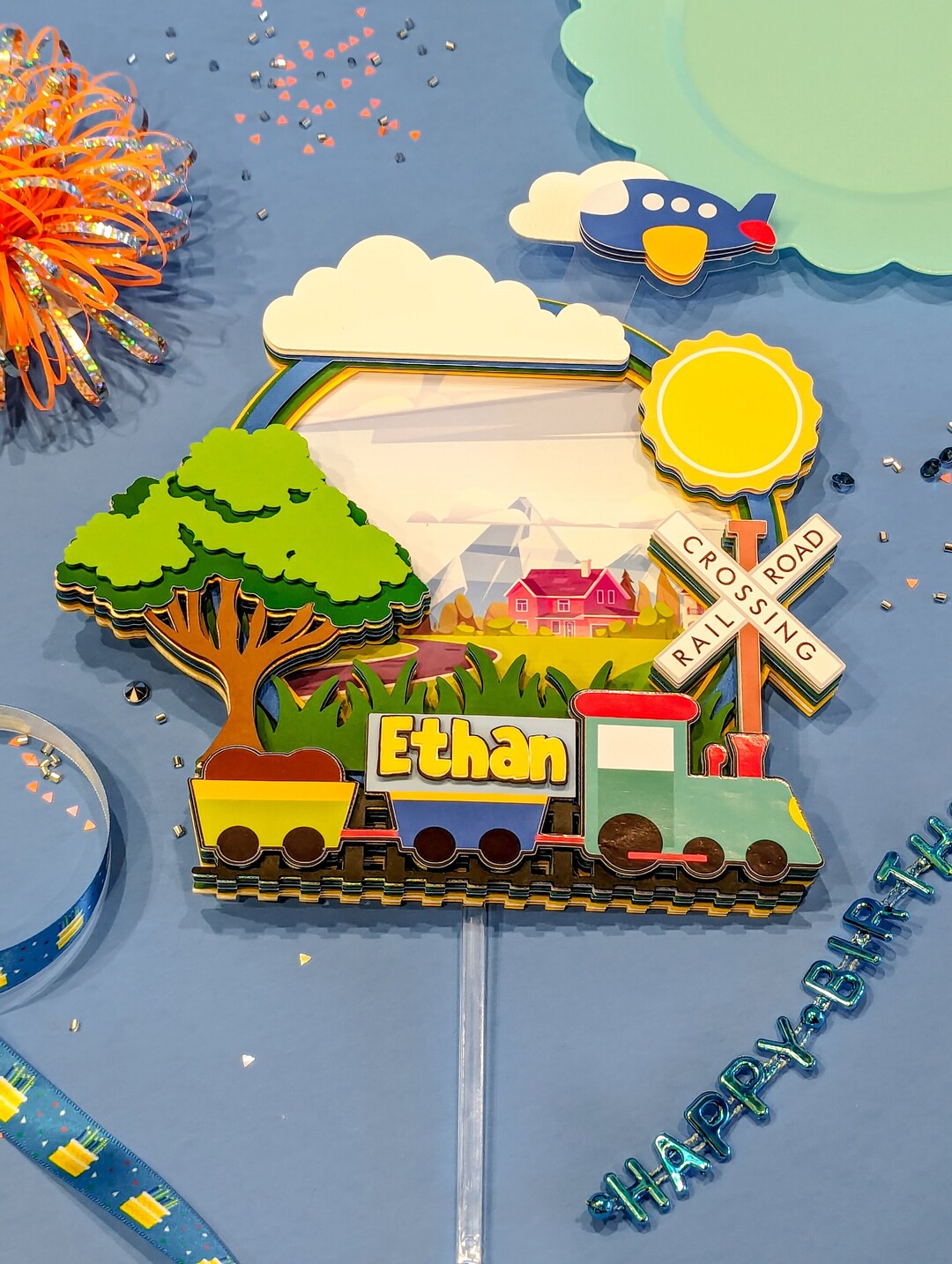 Transportation Cake Topper: Handmade Train & Airplane Party Decor - Etsy
