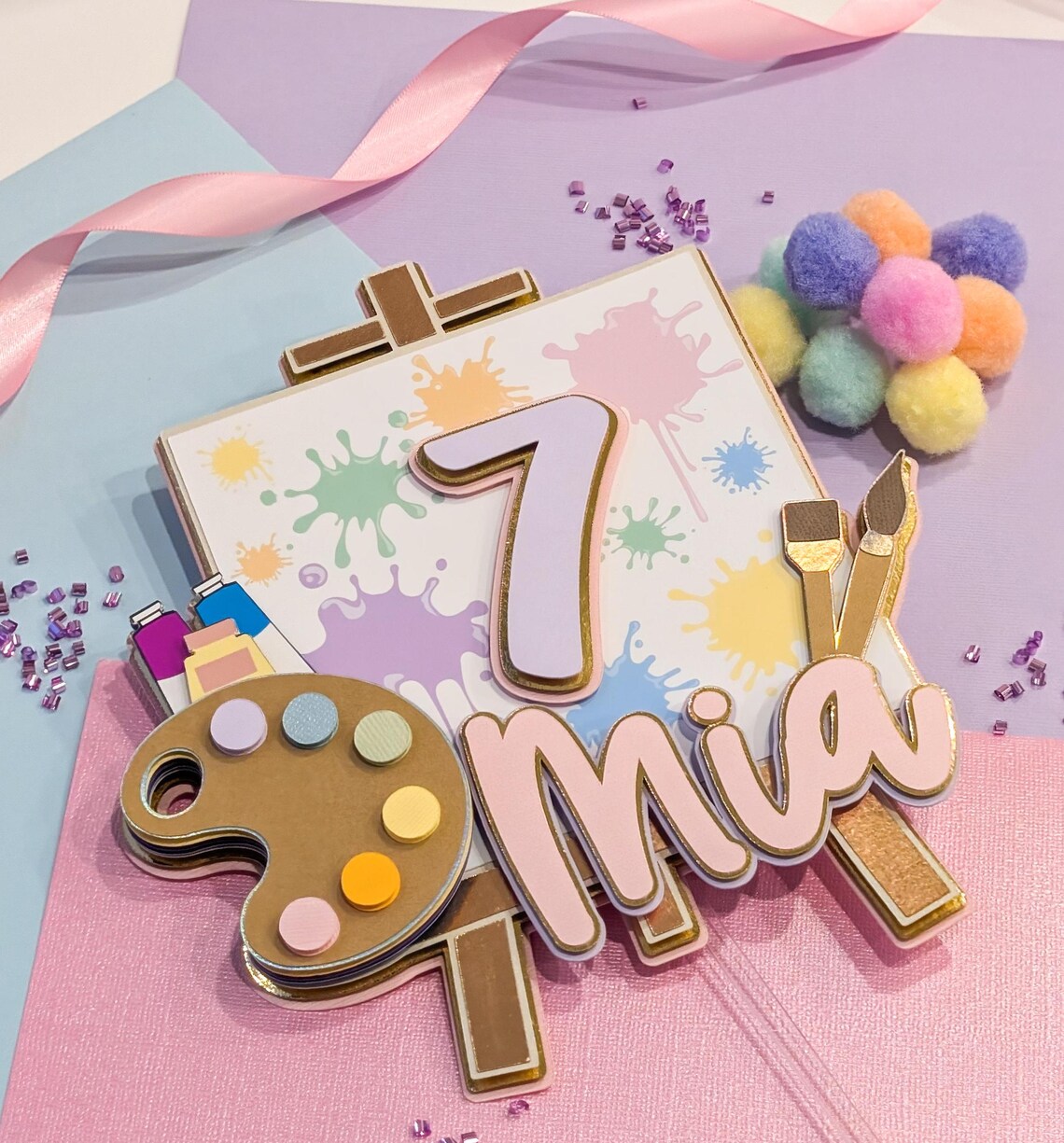 Artist Cake Topper, Art Paint Party, Painter Birthday, Art Easel Paint ...