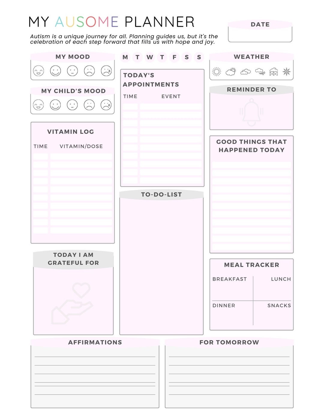 Daily Planner, Autism Planner Printable, To-do-list, To-do-list ...