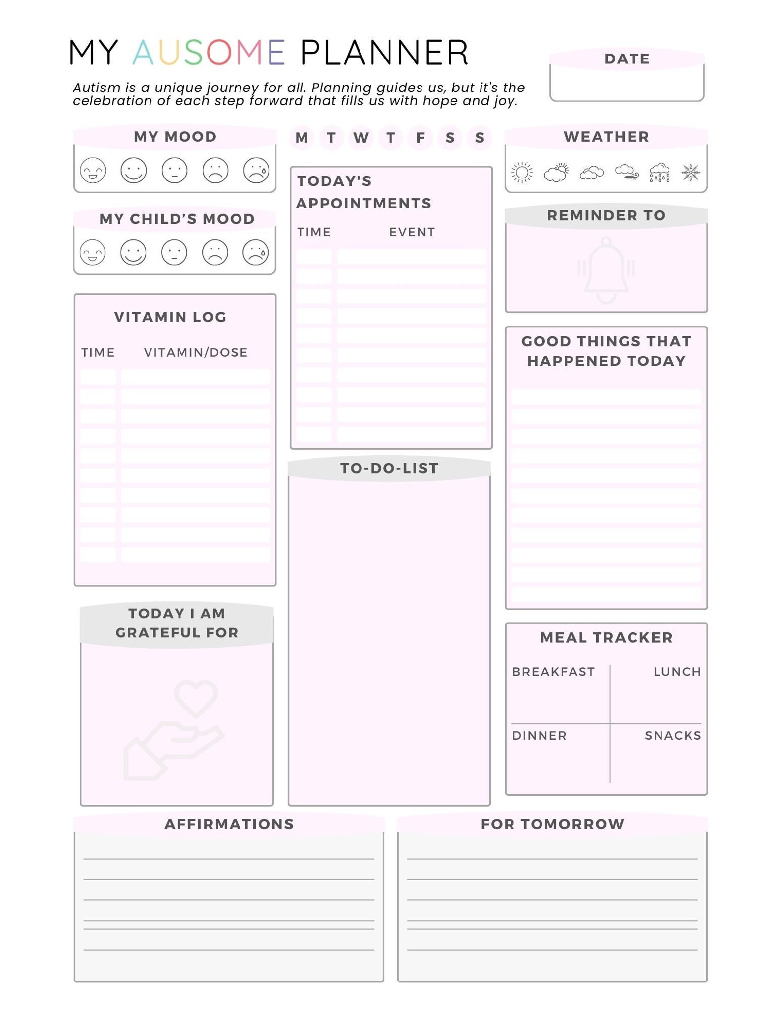 Daily Planner, Autism Planner Printable, To-do-list, To-do-list ...