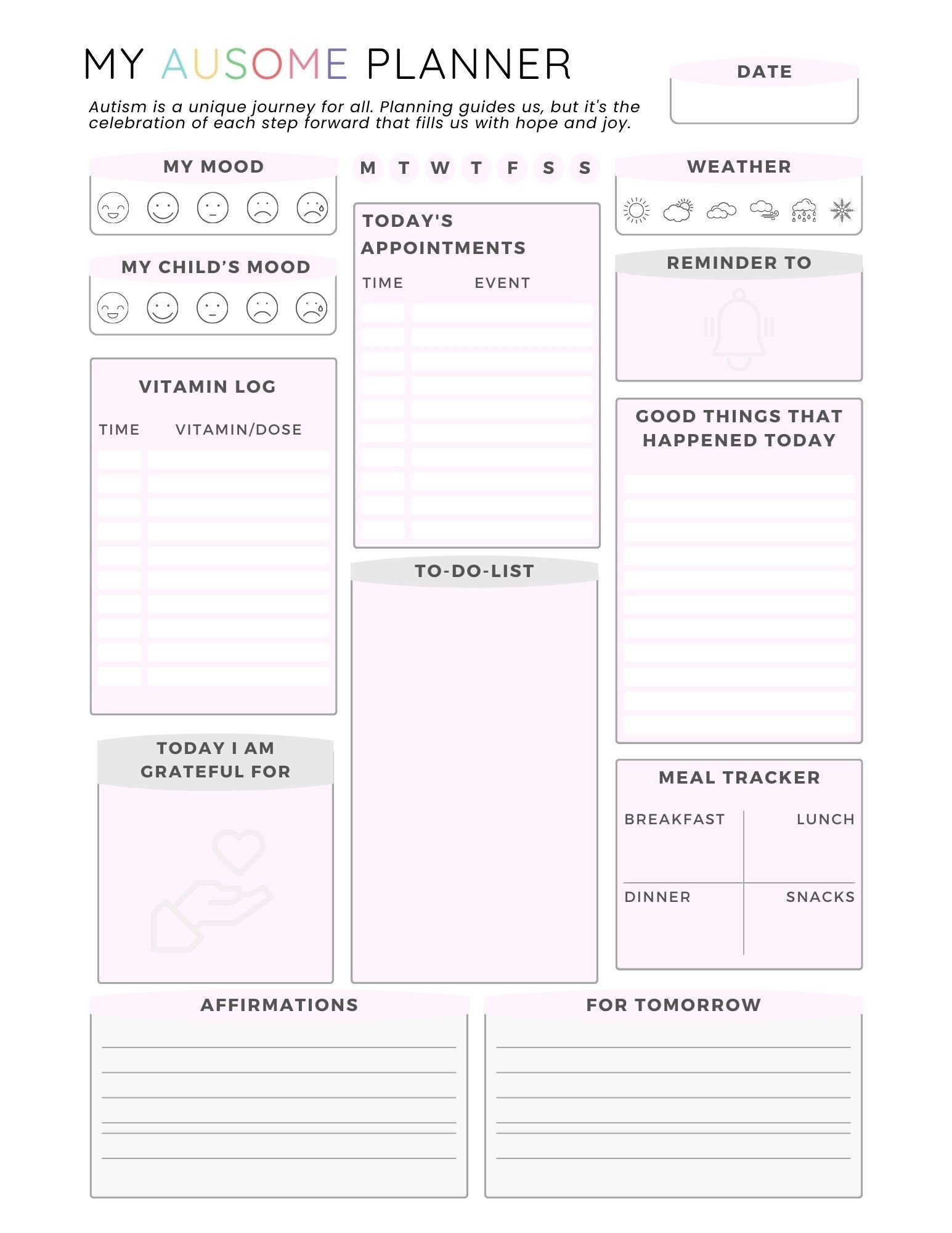 Daily Planner, Autism Planner Printable, To-do-list, To-do-list ...