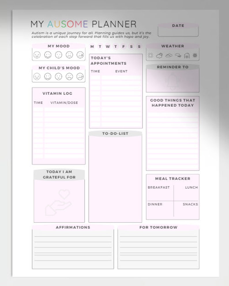 Daily Planner, Autism Planner Printable, To-do-list, To-do-list ...
