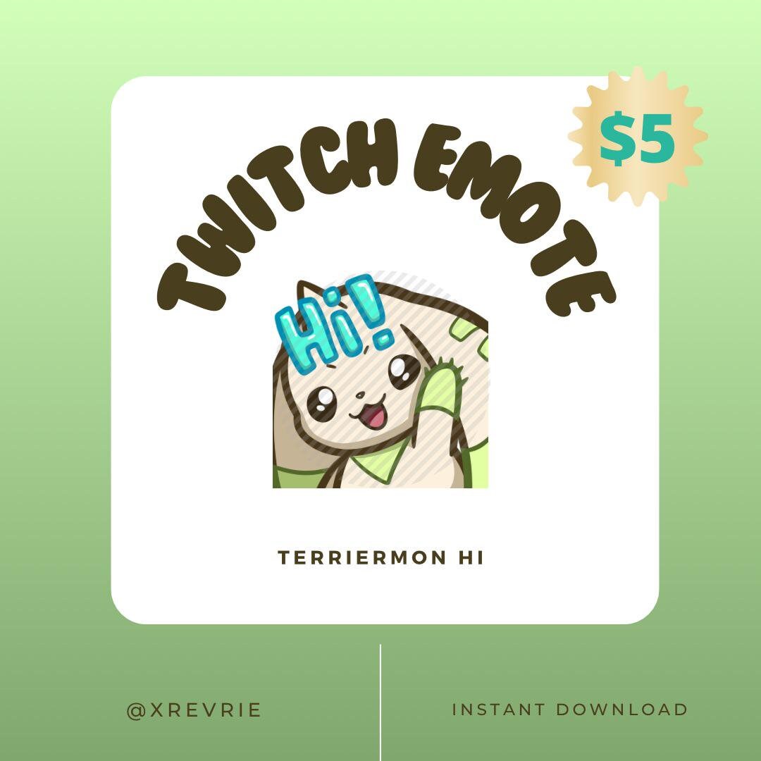Terriermon Waving Saying Hi Hello Cute Anime Kawaii Bunny Emote for ...