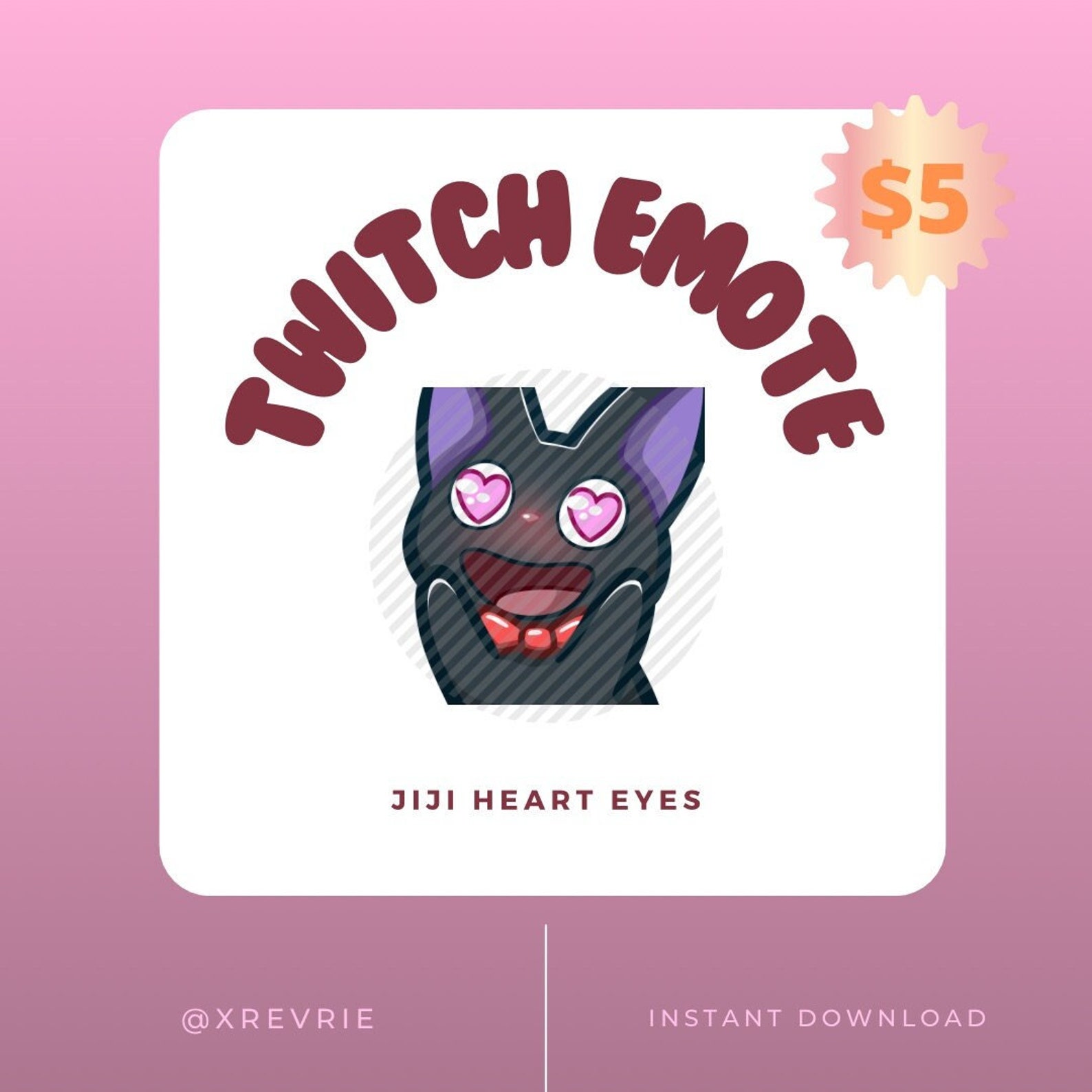Jiji Heart Eyes Love Kikis Delivery Sevice Cat Ghibli Emote for Twitch ...