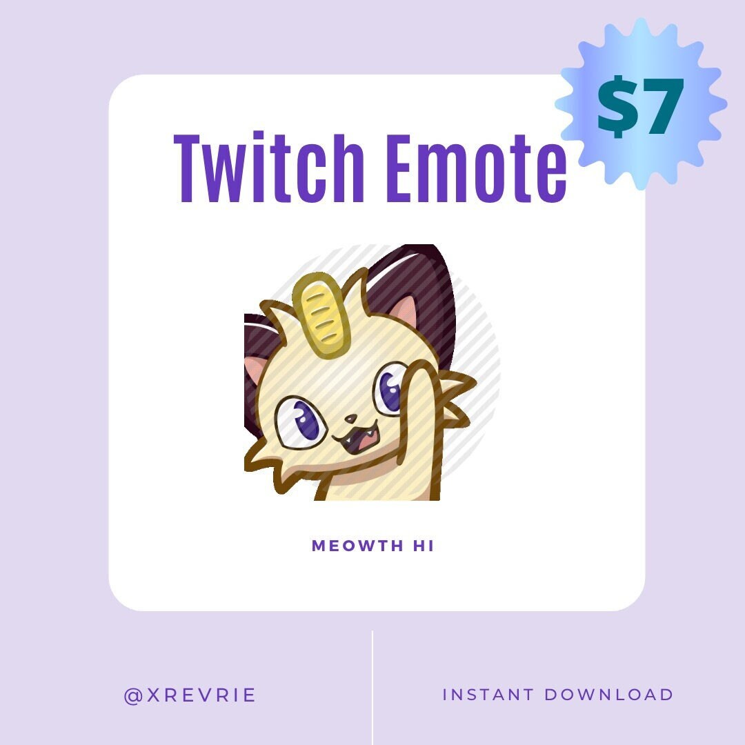 Meowth Waving Saying Hi Hello Cute Animated Pokemon Emote for Twitch, Discord, Youtube, Kick ...