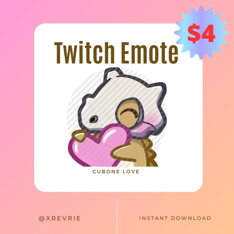 Cubone Love Pokemon Emote for Twitch, Discord, Youtube, Etc. - Etsy