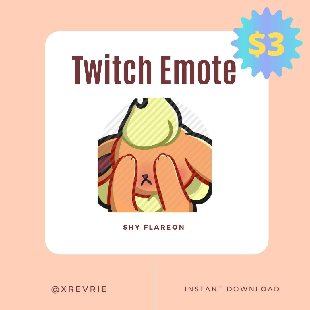 Shy Flareon Pokemon Emote for Twitch, Discord, Youtube, Etc. - Etsy