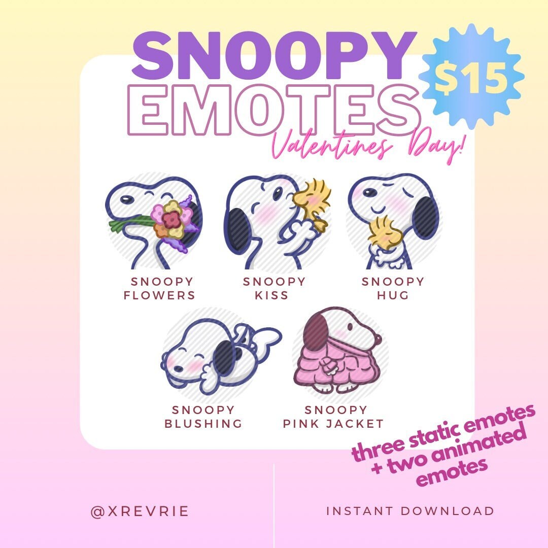 Snoøpy Emotes Valentines Day Themed Emote for Twitch, Discord, Youtube ...