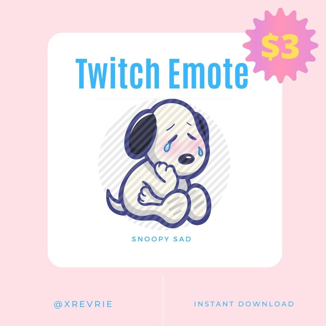 Sad Snoopy Emote for Twitch, Discord, Youtube, Etc. - Etsy