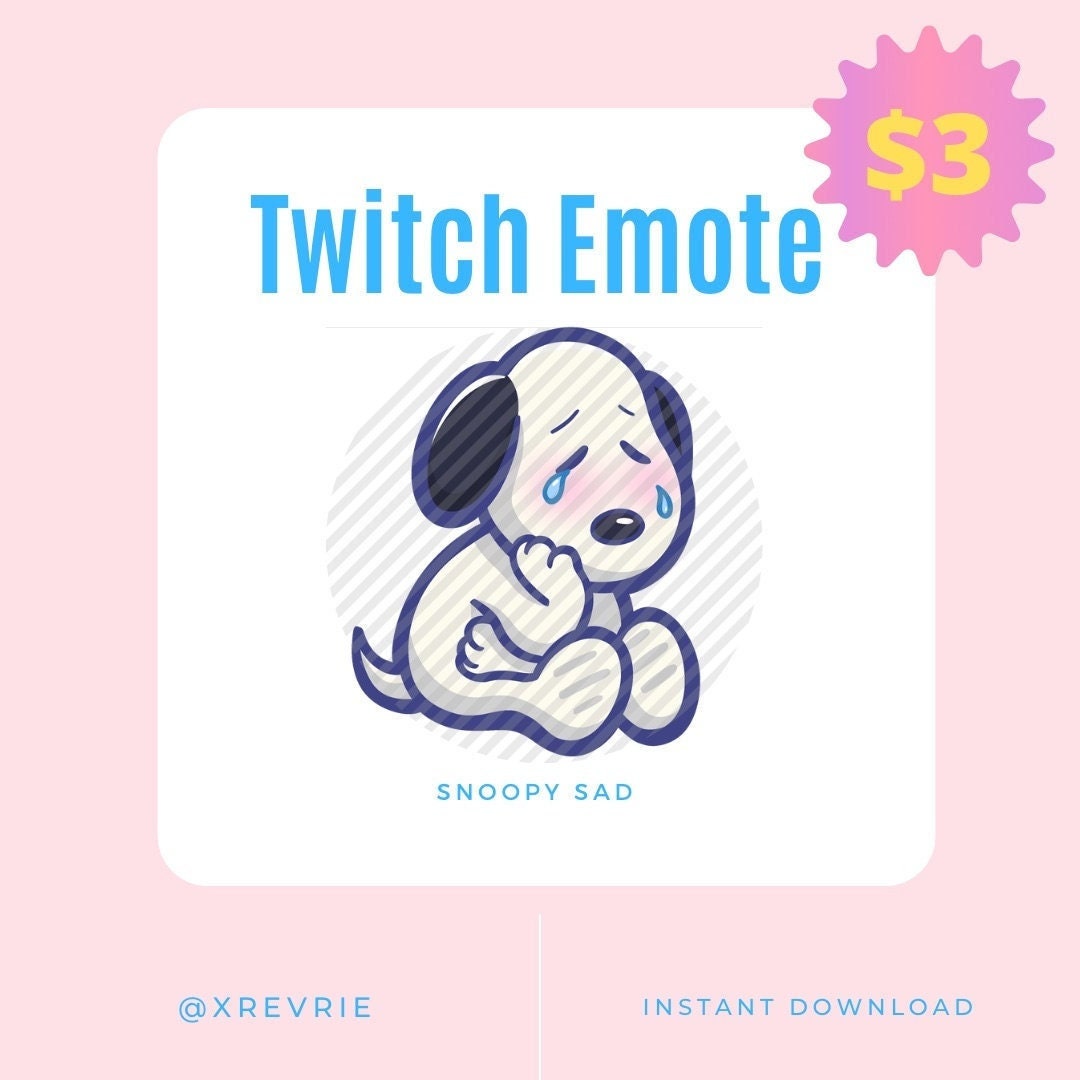 Sad Snoopy Emote for Twitch, Discord, Youtube, Etc. - Etsy