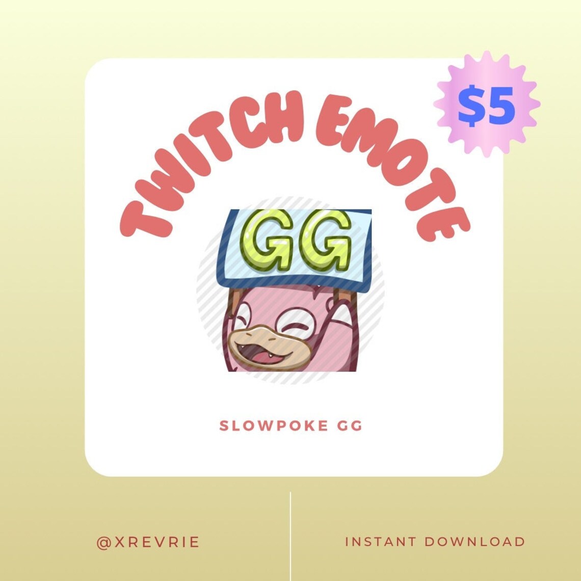 Slowpoke GG Pokemon Emote for Twitch, Discord, Youtube, Kick, Etc. - Etsy