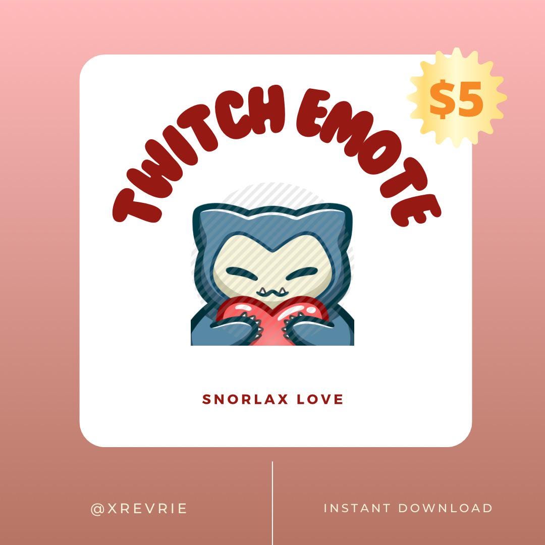 Snorlax Love With a Heart Cute Pokemon Static Emote for Twitch, Discord ...