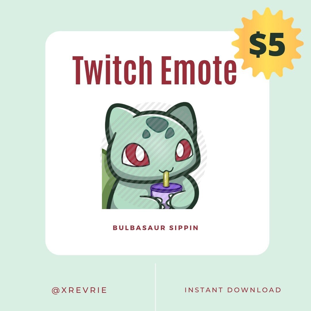 Bulbasaur Sippin Drinking Pokemon Emote for Twitch, Discord, Youtube ...
