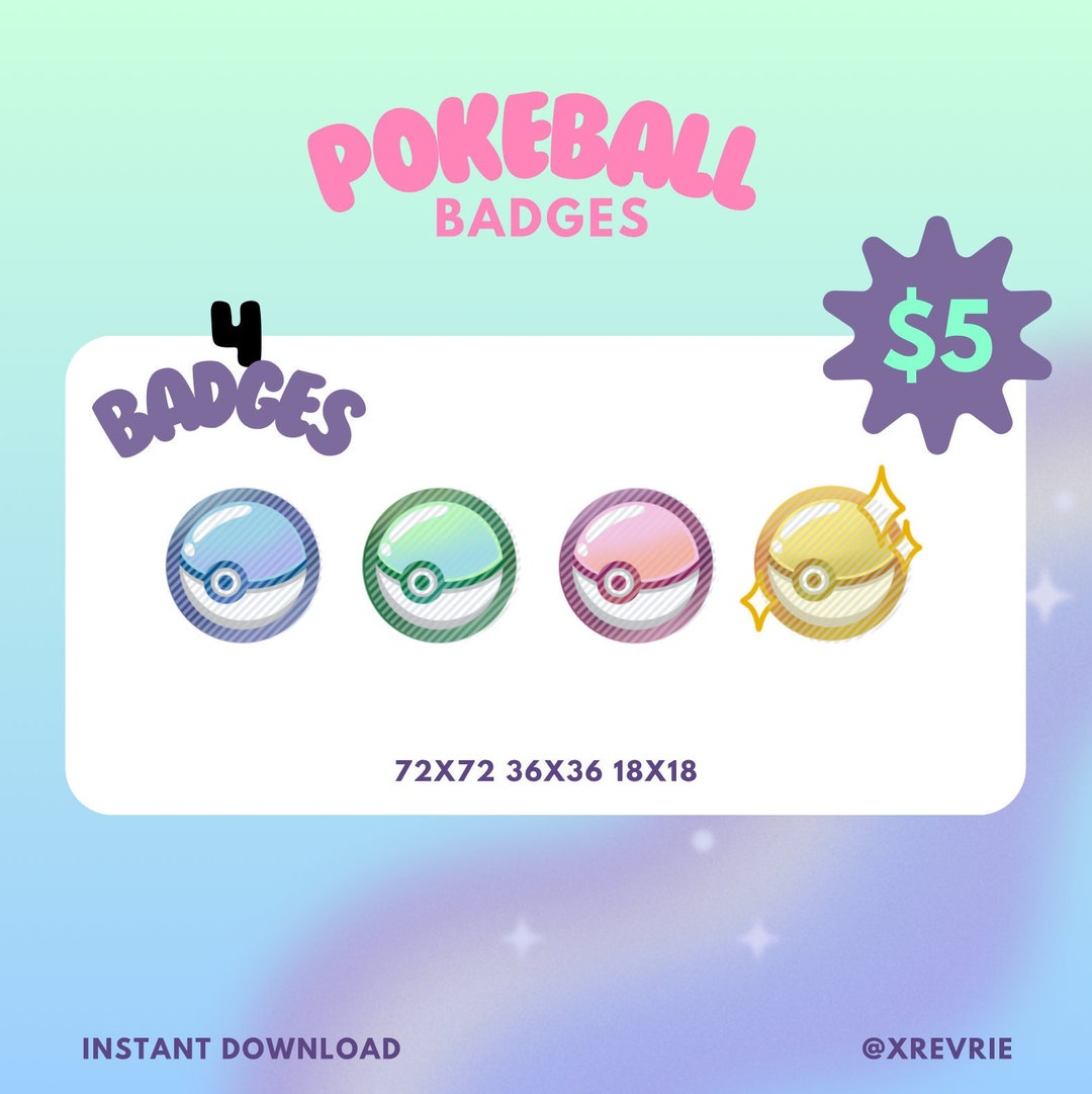 Pokeballs Colorful Pokemon Badges for Twitch, Etc. Cute Poke Balls Blue ...
