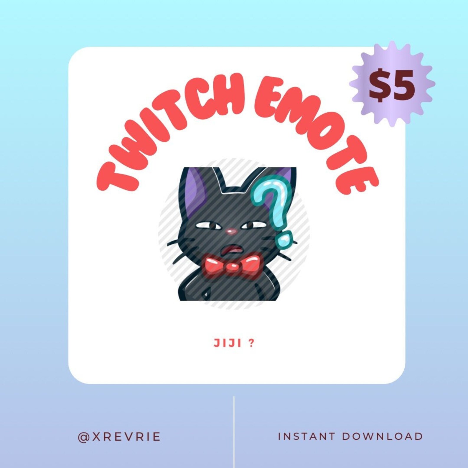 Jiji Question Mark Confused Delivery Sevice Cat Ghibli Emote for Twitch ...