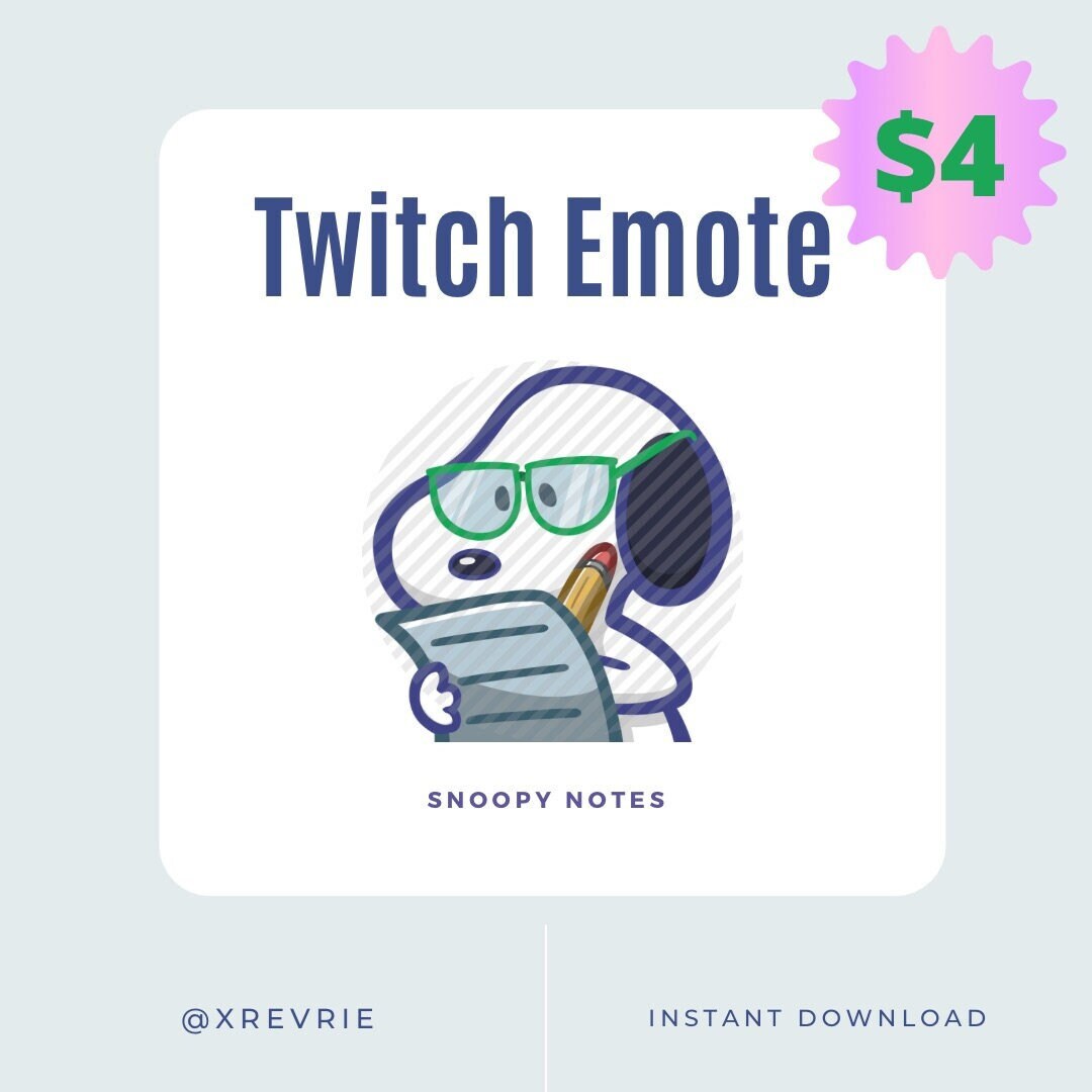 Snoopy Taking Notes Peanuts Emote for Twitch, Discord, Youtube, Etc. - Etsy