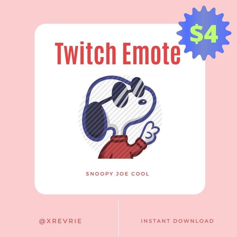 Snoopy Joe Cool Emote for Twitch, Discord, Youtube, Etc. - Etsy