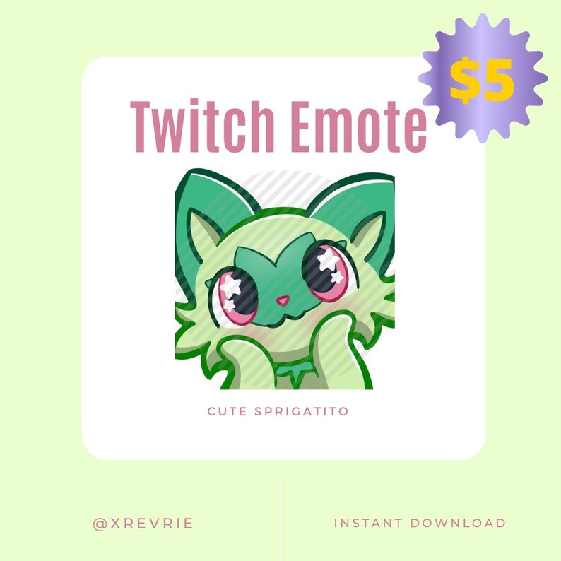 Cute Sprigatito Emote for Twitch, Discord, Youtube, Etc. - Etsy