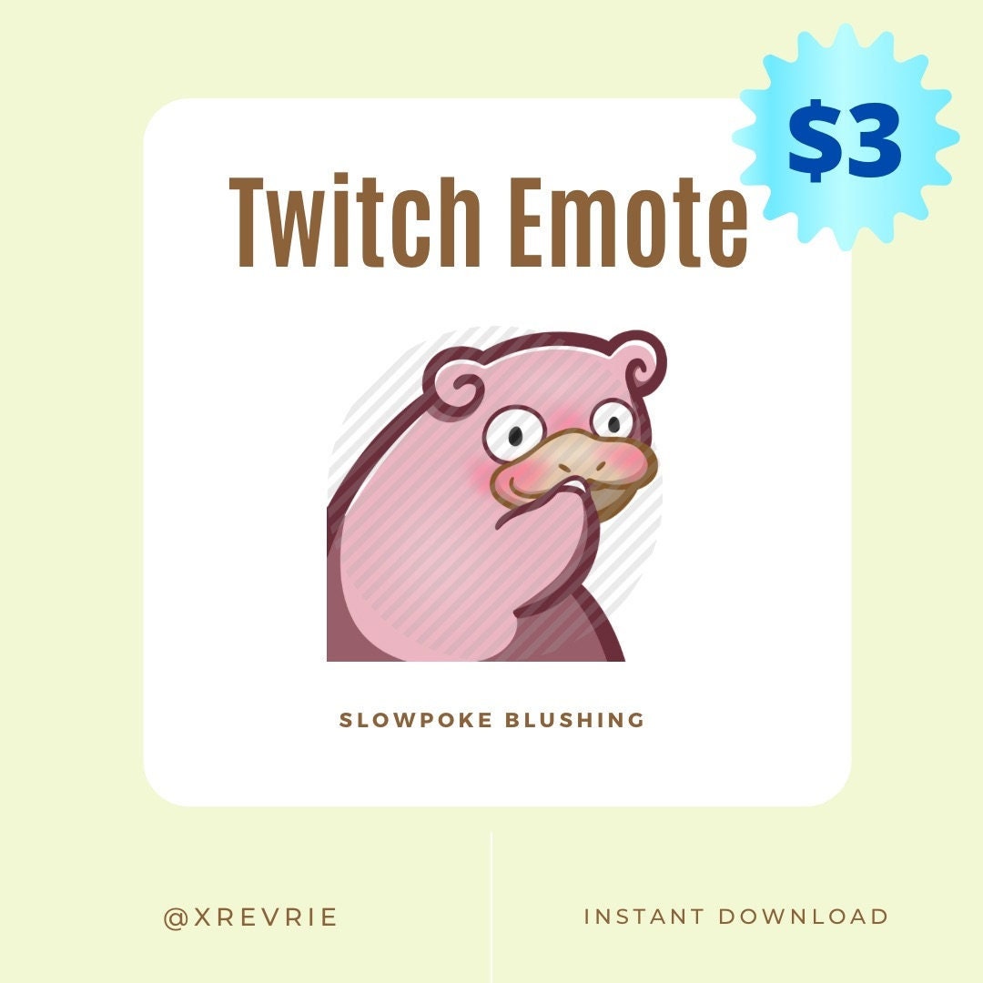 Slowpoke Blushing Pokemon Emote for Twitch, Discord, Youtube, Etc. - Etsy