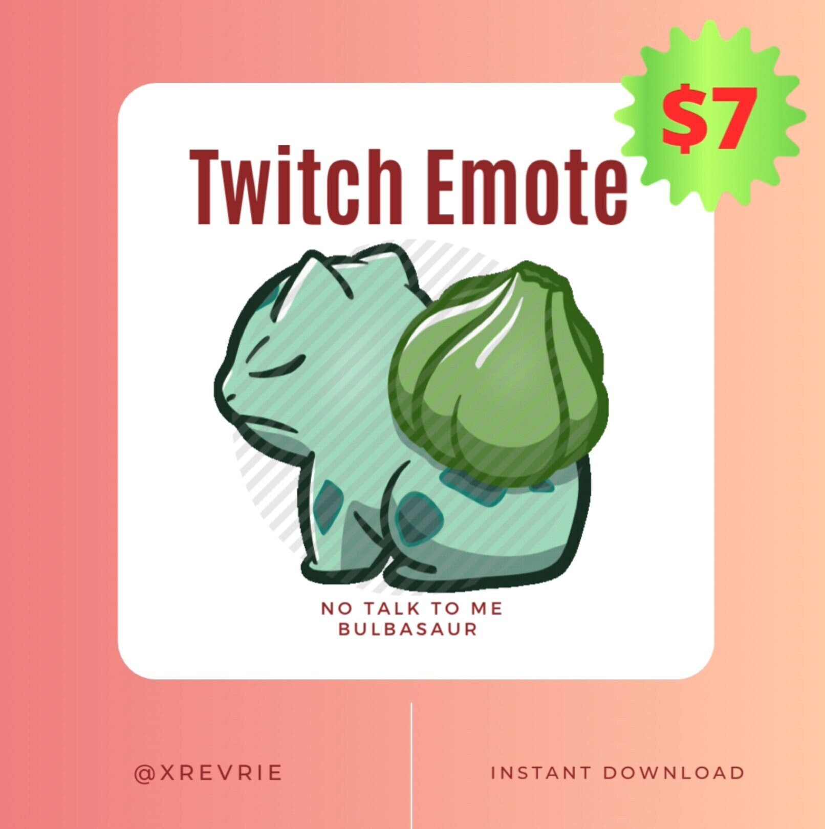 No Talk to Me Bulbasaur Animated Emote for Twitch, Discord, Youtube ...