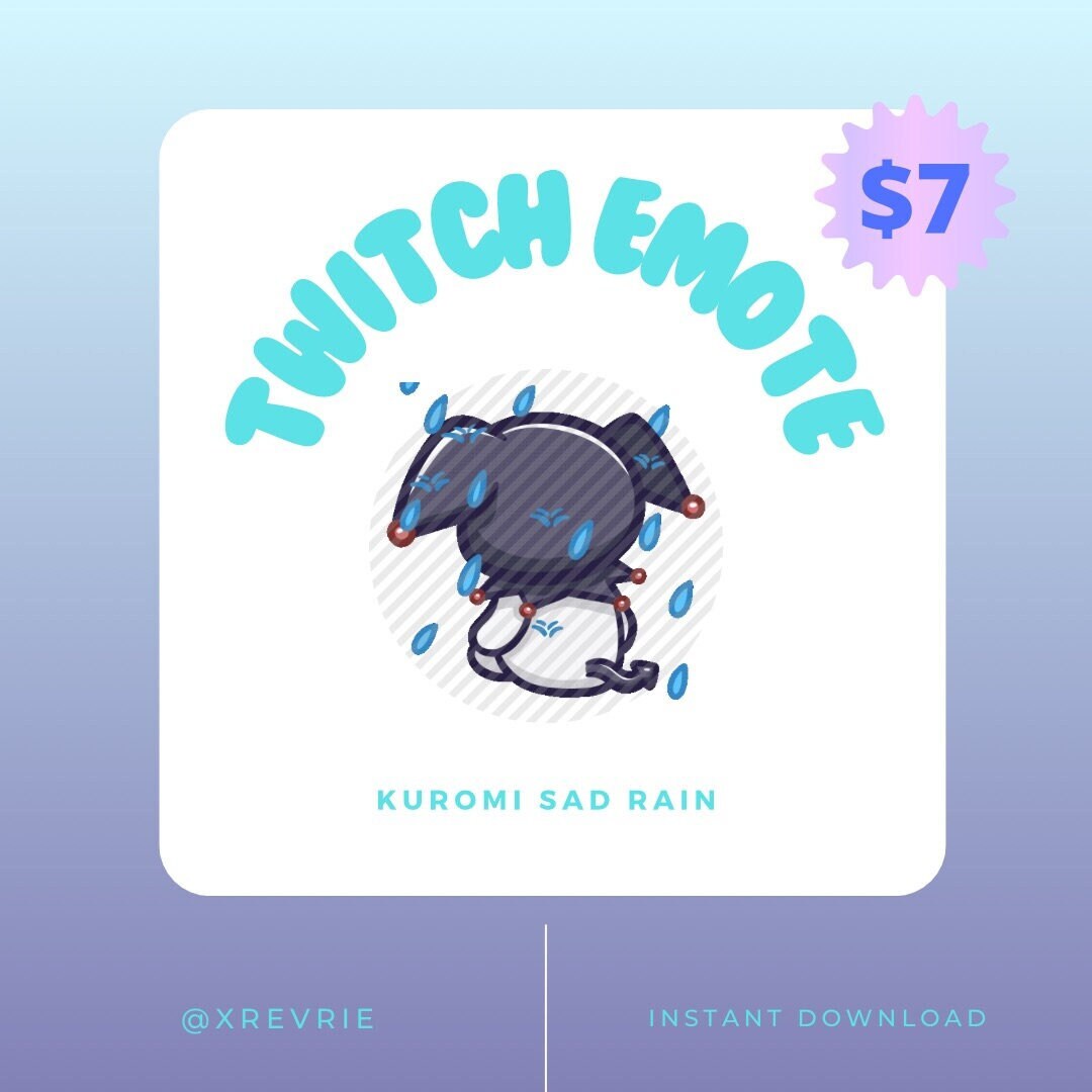 KUR0 Sad Boi Hours Crying Raining Cute Anime Kawaii Cat Emote for ...