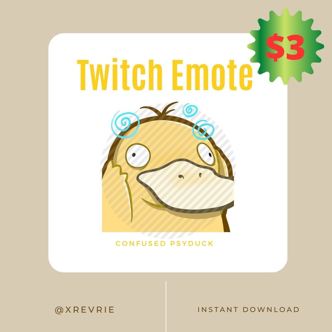 Confused Psyduck Pokemon Emote for Twitch, Discord, Youtube, Etc. - Etsy