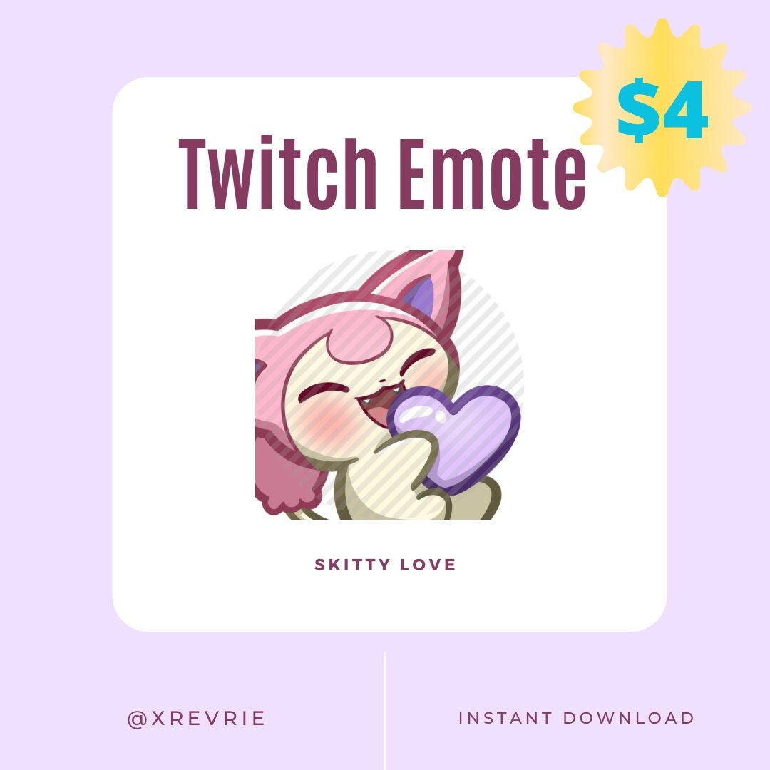 Skitty Love Pokemon Emote for Twitch, Discord, Youtube, Etc. - Etsy