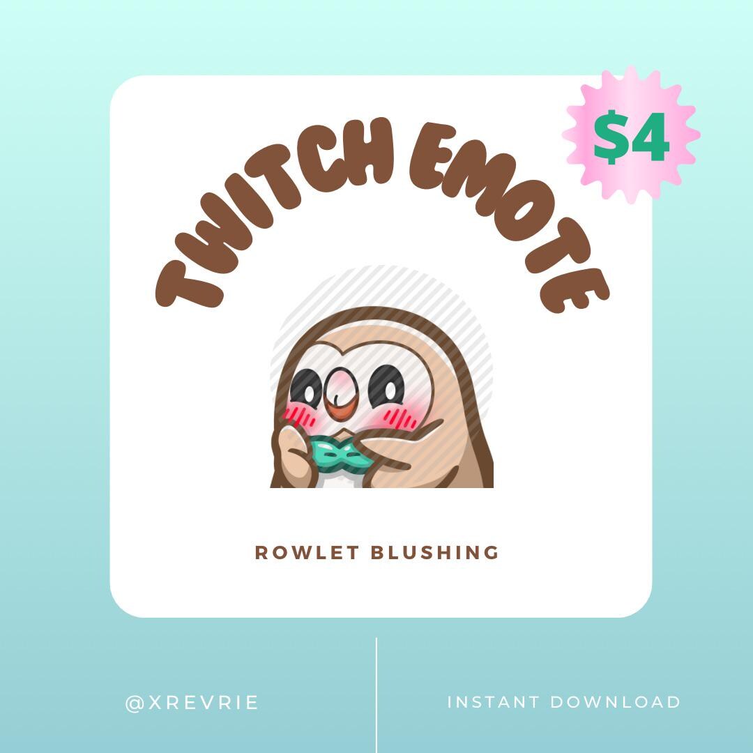Rowlet Blushing Static Pokemon Emote for Twitch, Discord, Youtube, Kick ...