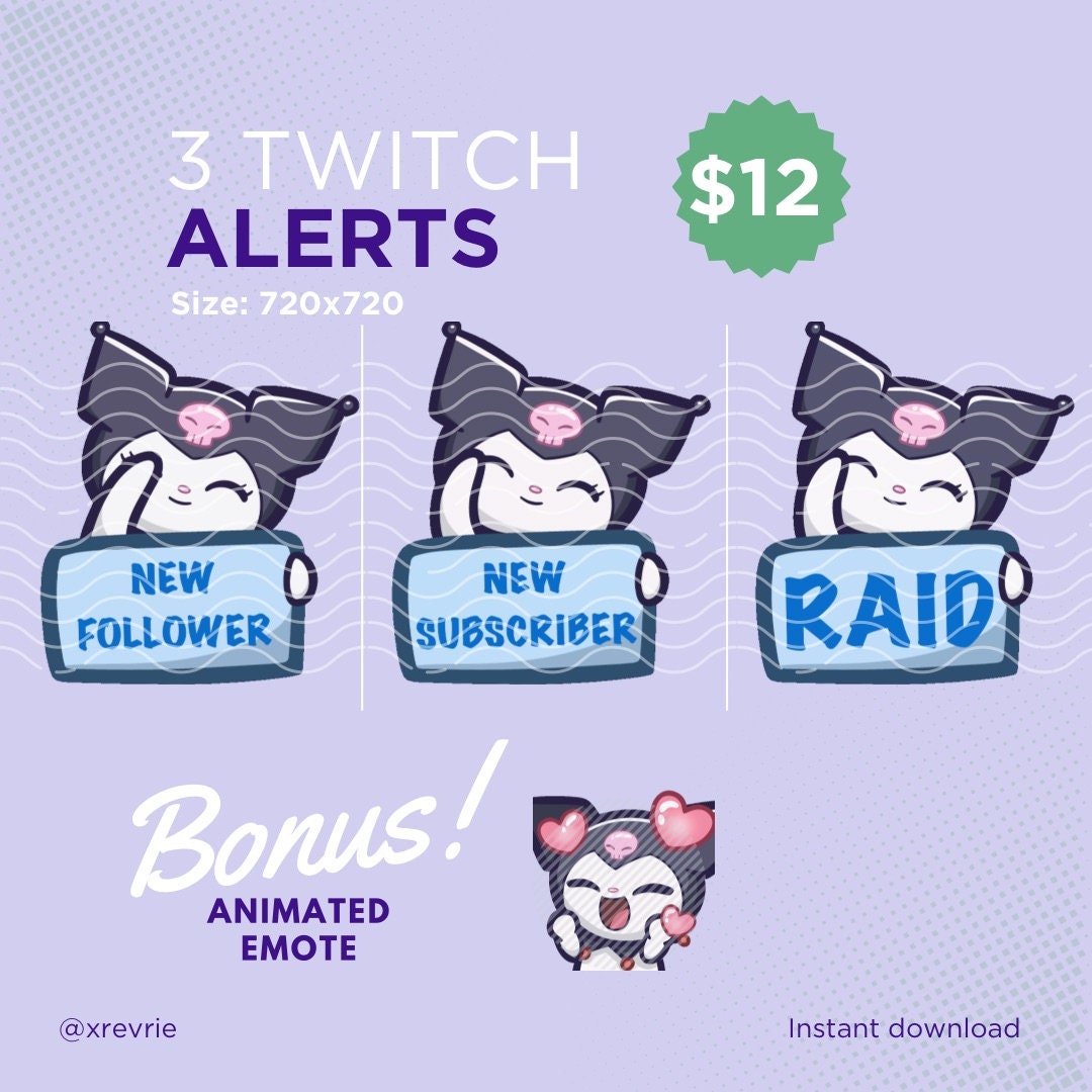 KUR0 Animated Alert 3x PACK. Kawaii Anime Cute Cat Streamer Pack Plus ...