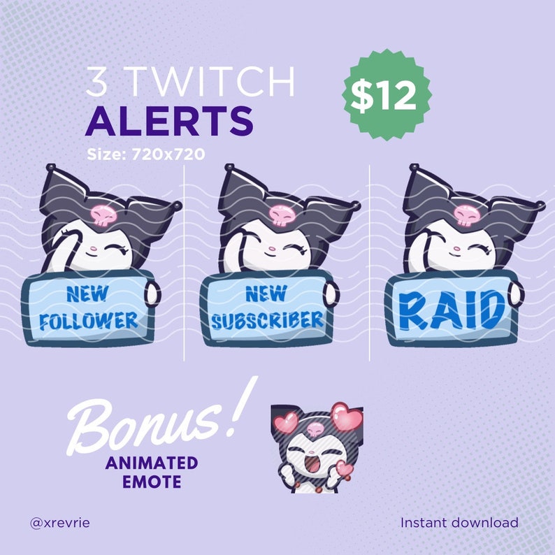 KUR0 Animated Alert 3x PACK. Kawaii Anime Cute Cat Streamer Pack Plus ...