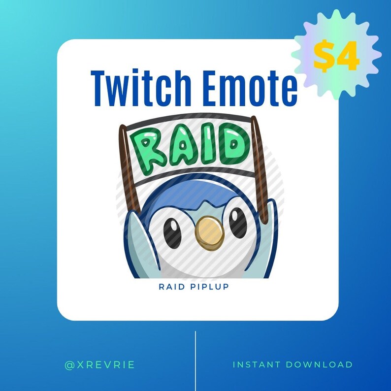 Raid Piplup Emote for Twitch, Discord, Youtube, Etc. - Etsy