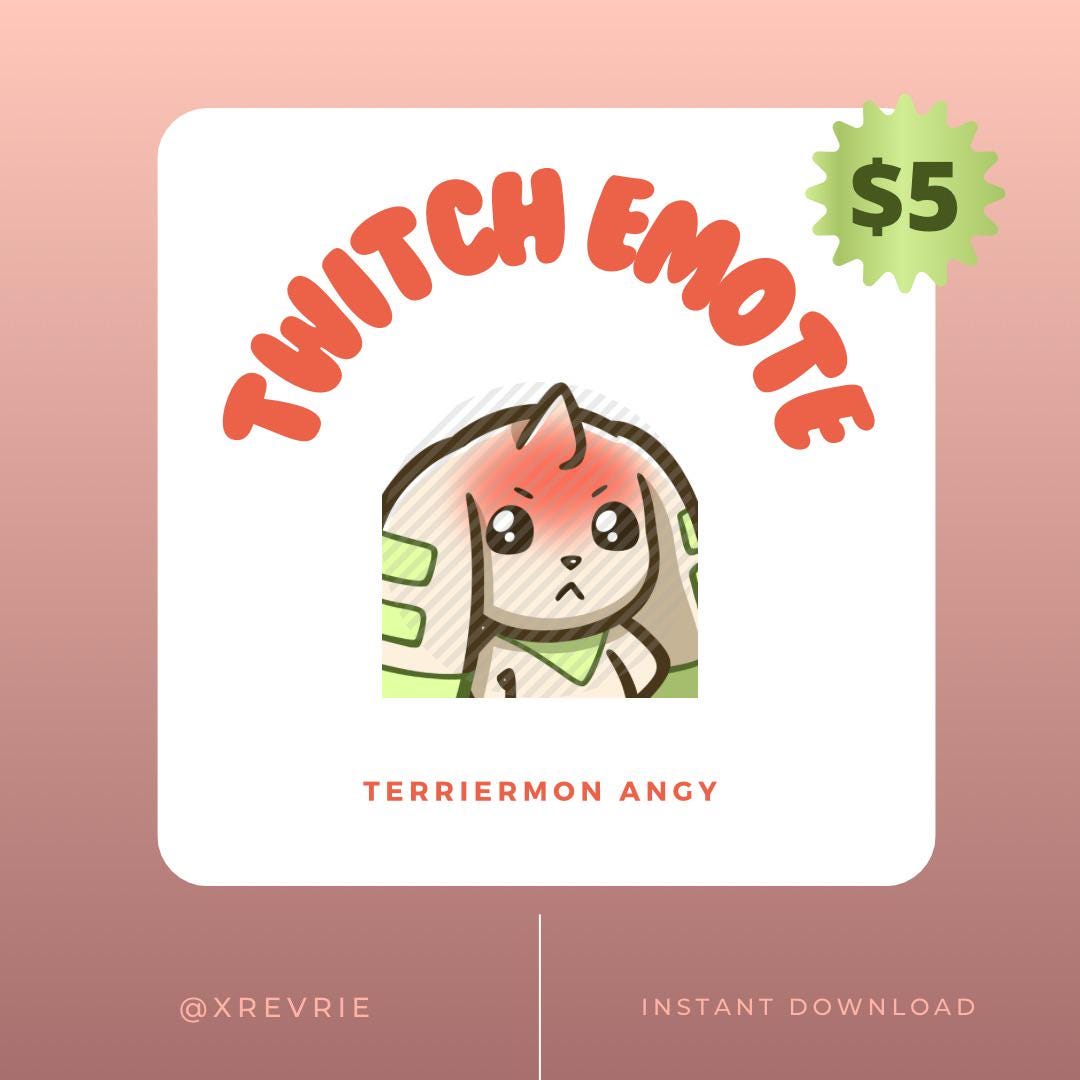 Terriermon Angry and Upset Cute Anime Kawaii Bunny Emote for Twitch ...