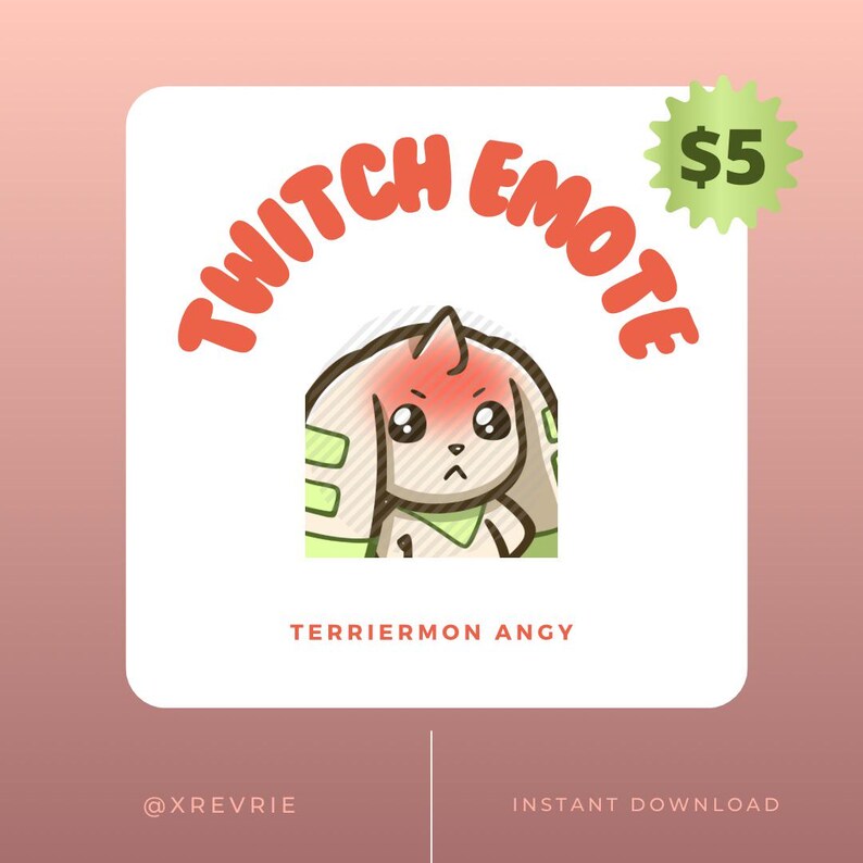 Terriermon Angry and Upset Cute Anime Kawaii Bunny Emote for Twitch ...