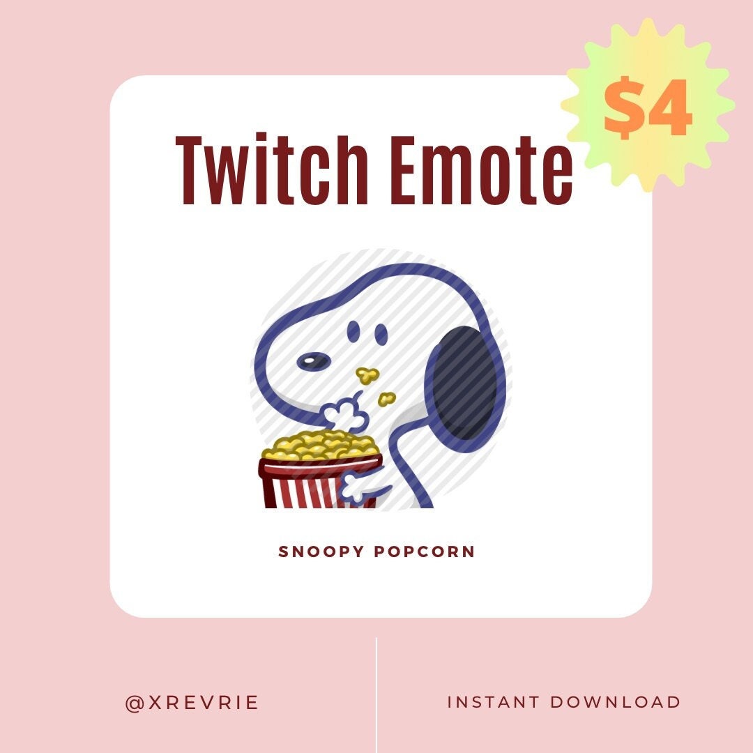 Snoopy Popcorn Emote for Twitch, Discord, Youtube, Kick, Etc. - Etsy