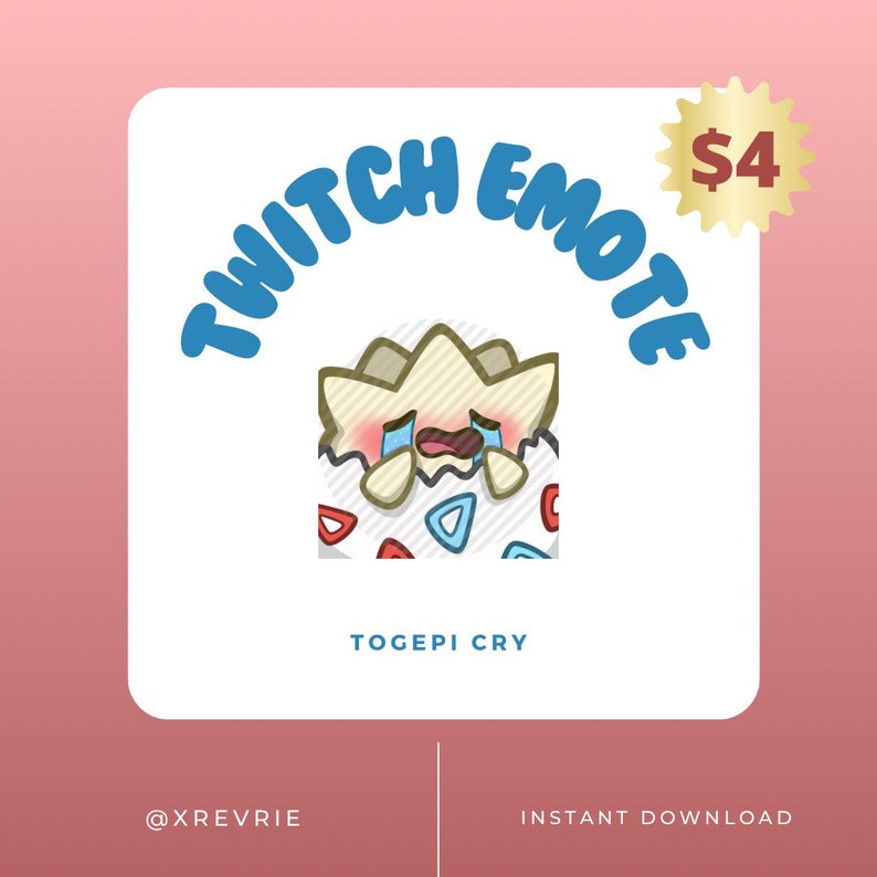 Togepi Sad Crying Cute Pokemon Static Emote for Twitch, Discord ...