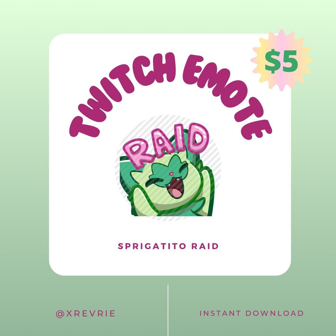 Sprigatito RAID Pokemon Static Emote for Twitch, Discord, Youtube, Kick ...