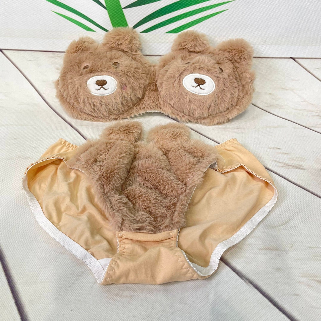 Luxurious Bear Plush Bra Set, Soft Fur Bra and Panties, Seductive Women ...