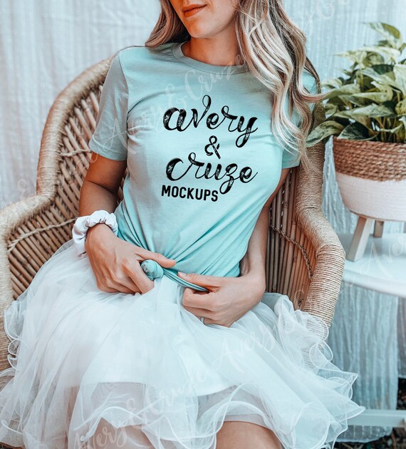 Heather Dusty Blue 3001 Bella Canvas Mockup Boho Shirt - Etsy