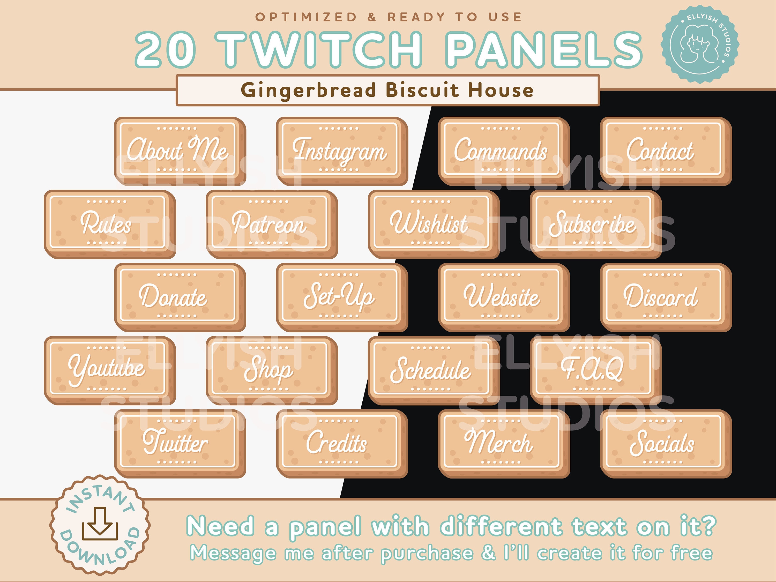 20 Twitch Stream Panels | Gingerbread Icing Biscuit | Festive Holiday ...
