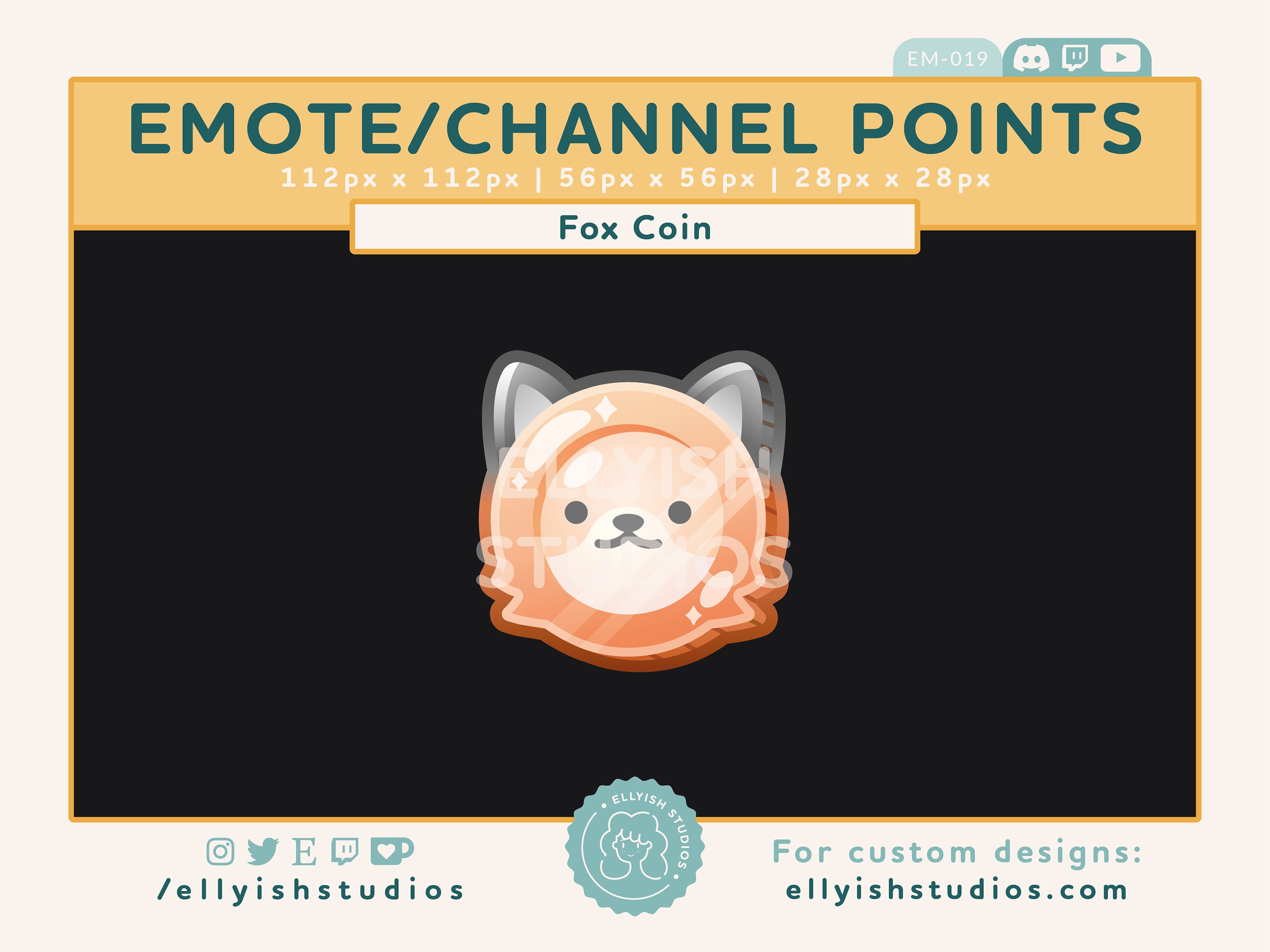 Animal Coin Fox Currency Channel Points Foxy Emote Bit Collection ...