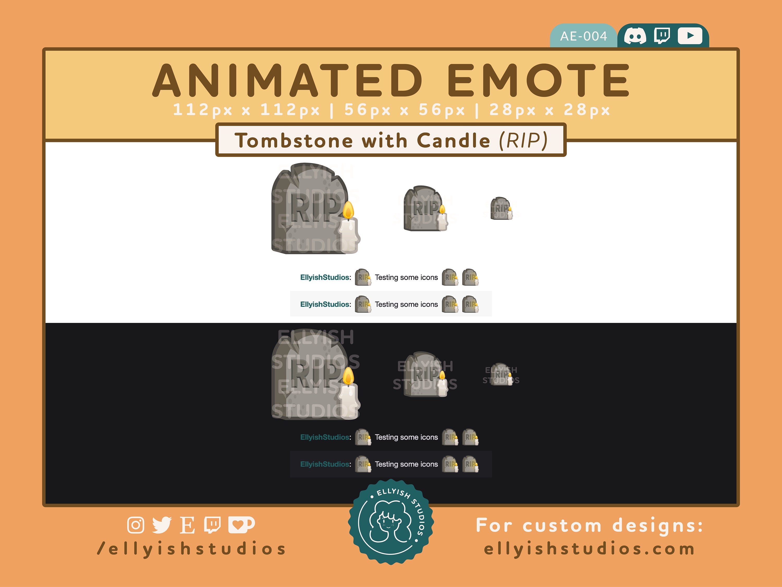 ANIMATED Tombstone Candle RIP Emote | Spooky Halloween Grave | Twitch ...