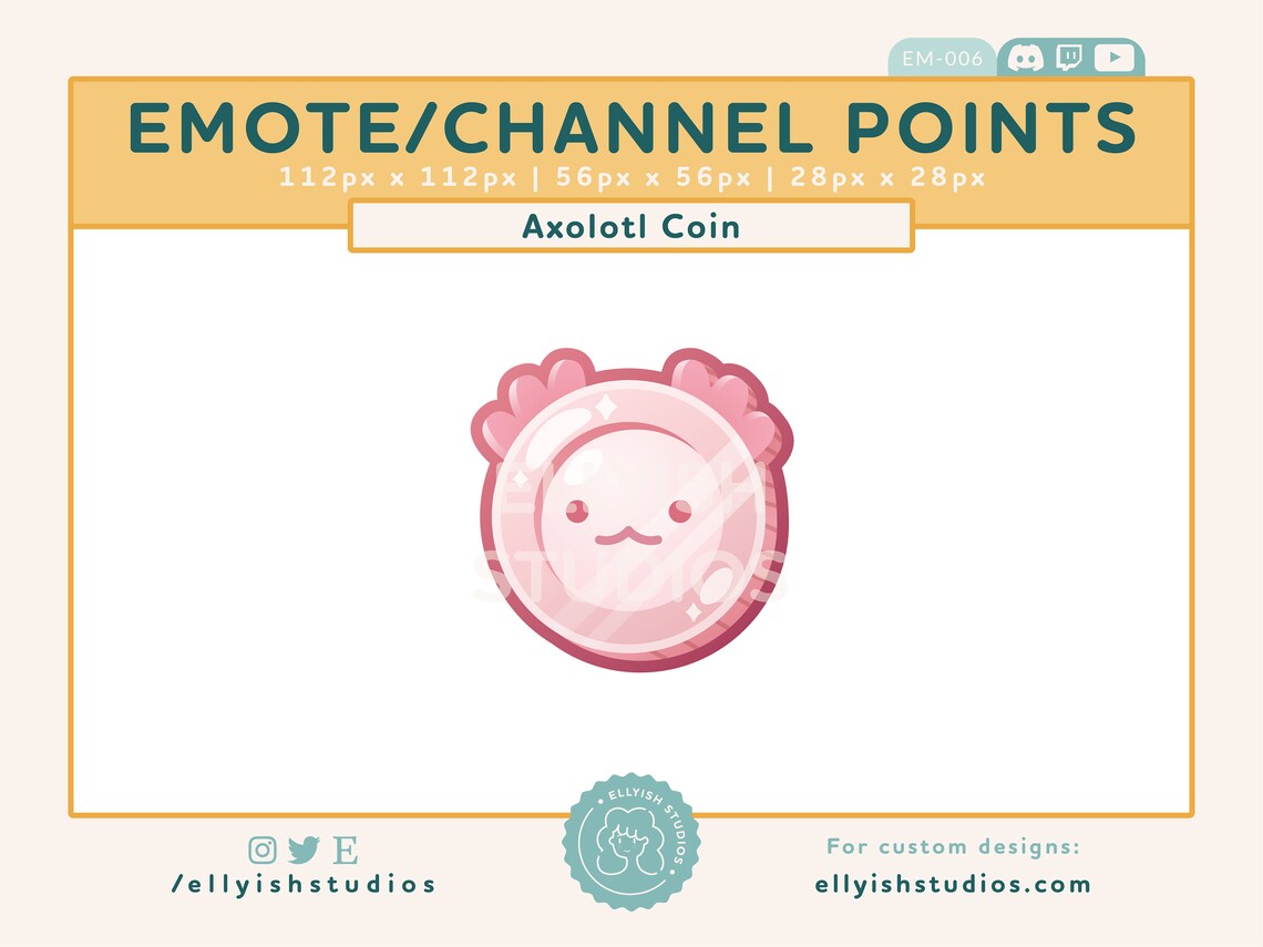 Animal Coin Axolotl Channel Points Pink Emote Bit - Etsy