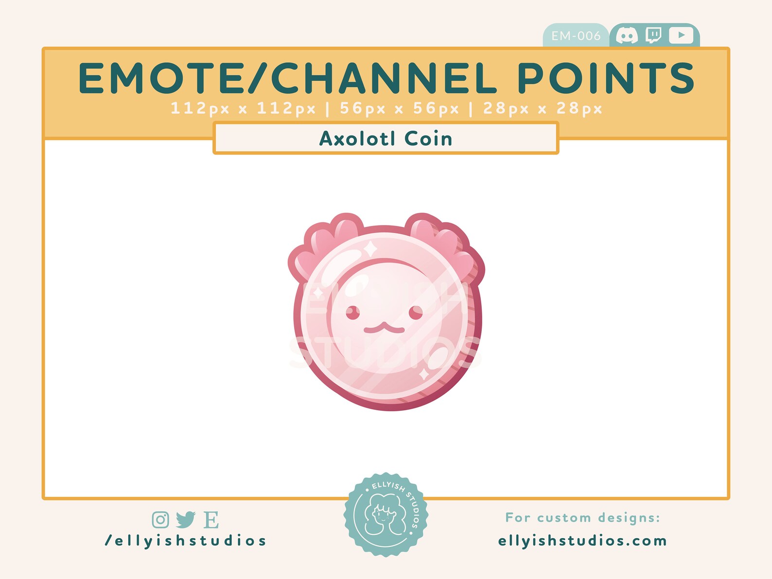 Animal Coin Axolotl Channel Points Pink Emote Bit - Etsy